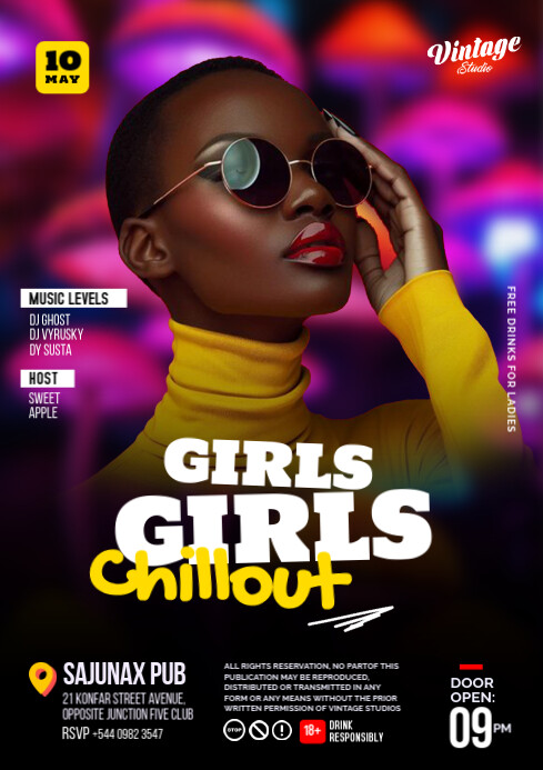 Girls Chillout Flyer design Poster | PosterMyWall