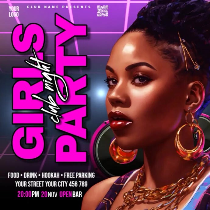 Girls Club Night Party Template | PosterMyWall