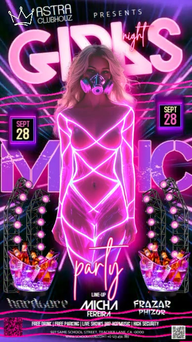 Girls Ladies Night Out Club Party Event Template ad | PosterMyWall