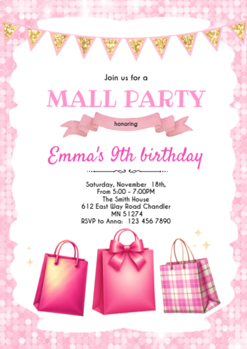 Girls Mall Party Invitation Template | PosterMyWall