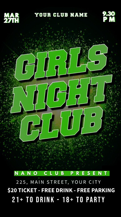 Girls Night Club เทมเพลต | PosterMyWall