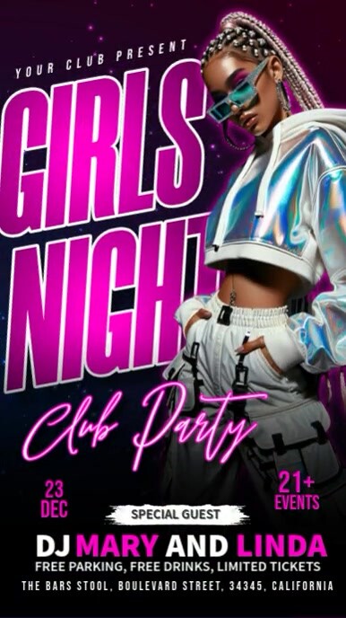 Girls Night Club Party Template | PosterMyWall