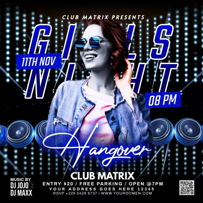Girls Night Hangover Party Instagram Post Template | PosterMyWall