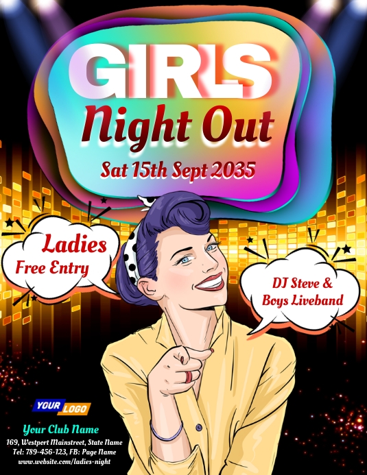 Girls night out flyer template | PosterMyWall