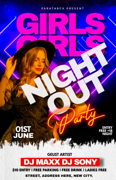 GIRLS NIGHT OUT PARTY Template | PosterMyWall