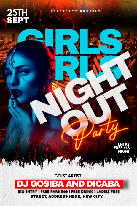 girls night out party flyer Template | PosterMyWall