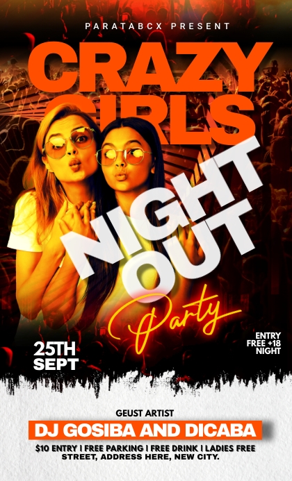 girls night out party flyer Template | PosterMyWall