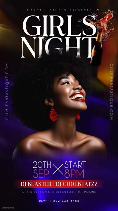 Girls Night Party Flyer Animated Ad Template | PosterMyWall