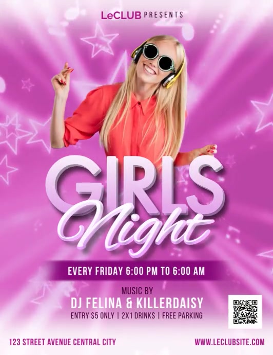 Girls night party video flyer template | PosterMyWall
