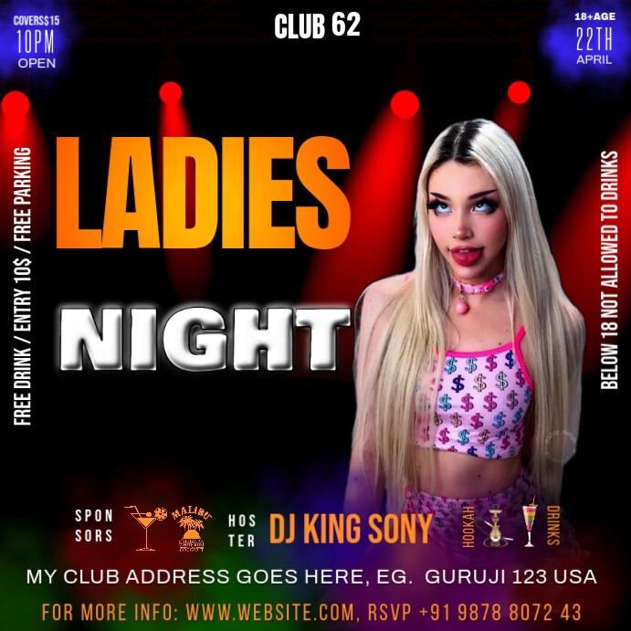 Plantilla de girls night template design | PosterMyWall