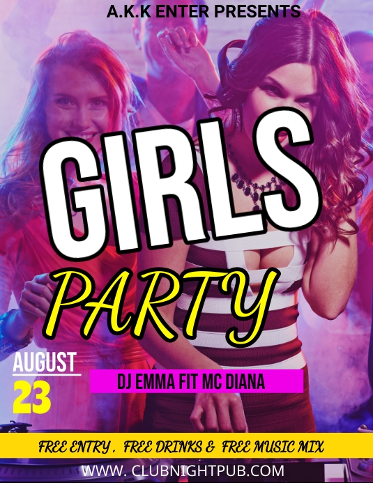 Girls party night Template | PosterMyWall