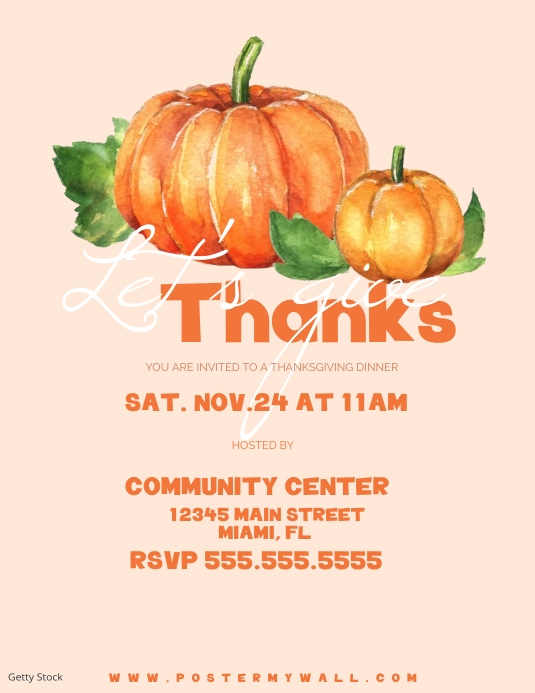 Give Thanks Thanksgiving Flyer Template | PosterMyWall