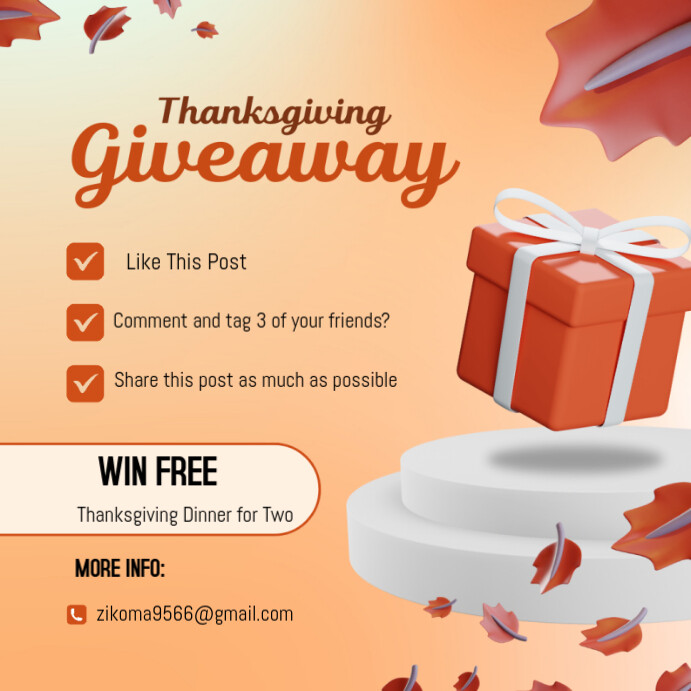 Giveaway Thanksgiving Template | PosterMyWall