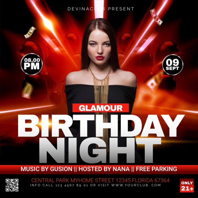 Glamour Birthday Night Template | PosterMyWall