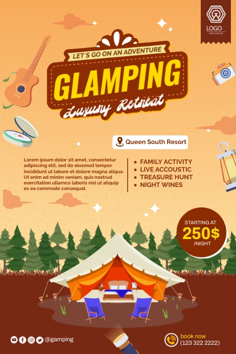 Glamping Luxury Retreat Template | PosterMyWall