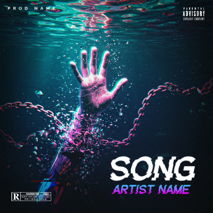 glitch hand sea help Music Album Cover Template | PosterMyWall