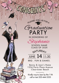 Graduation hat party invitation Template | PosterMyWall