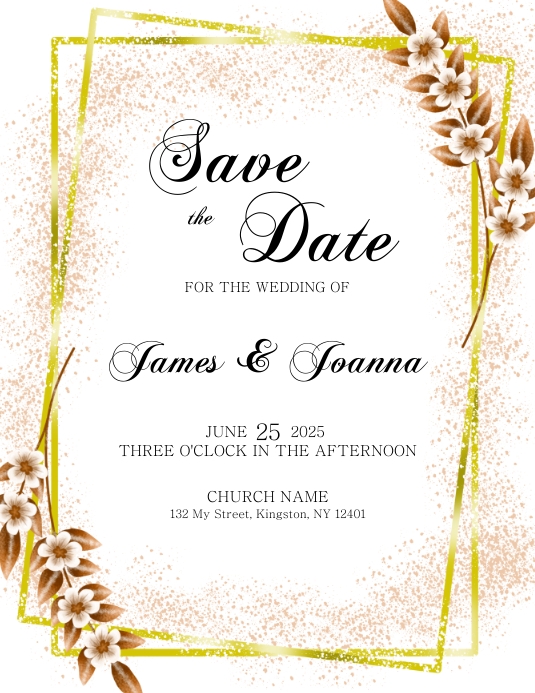 Glittery Brown Wedding Save the Date Template | PosterMyWall