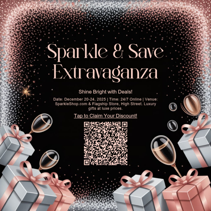 Glittery Luxe Christmas Sale Instagram Post 2025 - Sparkly Holiday ...