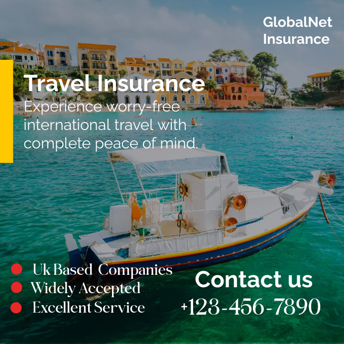 Plantilla de Global Travel Insurance Company Template | PosterMyWall