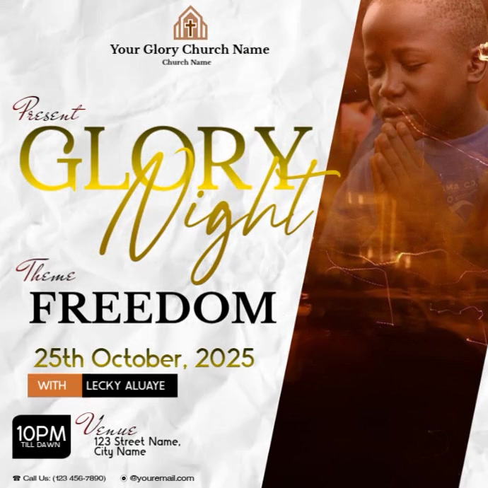 Glory Night Freedom Church Poster Template | PosterMyWall