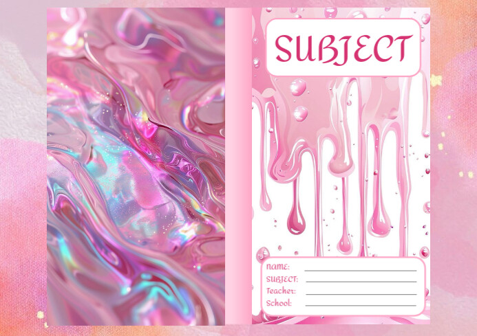 Glossy Drip Pink Notebook Cover Template | PosterMyWall