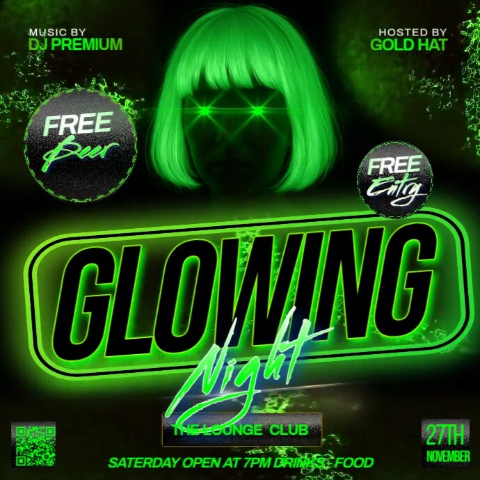Glow Glowing Party Night Event Design Template | PosterMyWall
