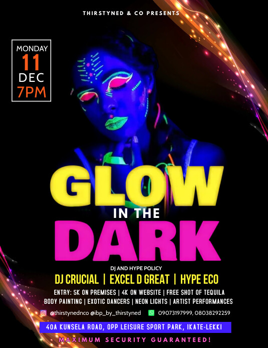 GLOW IN THE DARK PARTY FLYER TEMPLATE | PosterMyWall