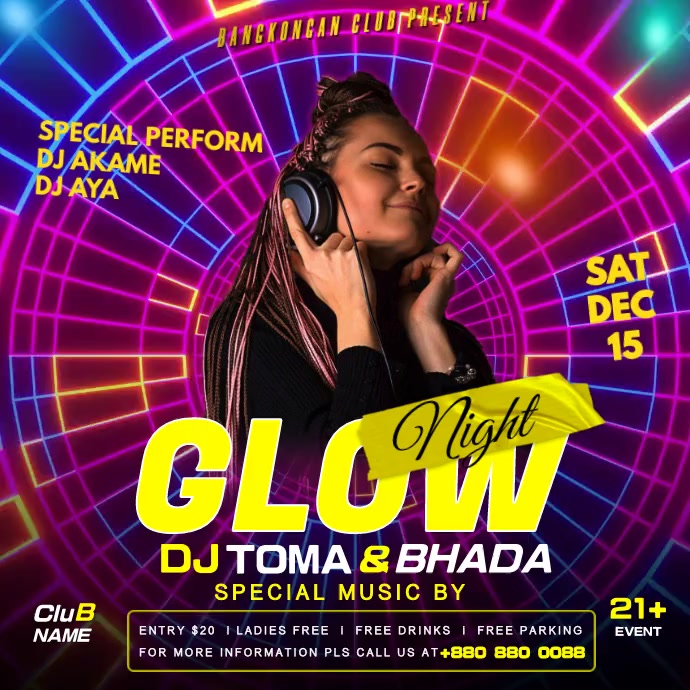 Glow Night Party Video Ads Template | PosterMyWall