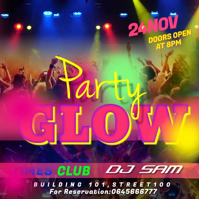 GLOW PARTY Template | PosterMyWall