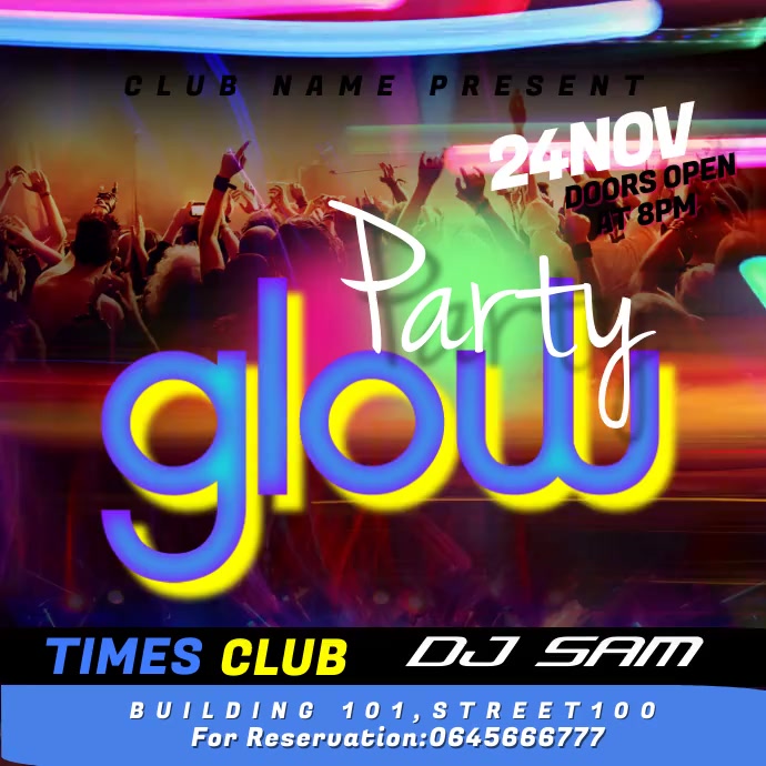 GLOW PARTY Template | PosterMyWall