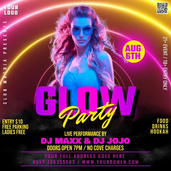 Copy of Glow party | PosterMyWall
