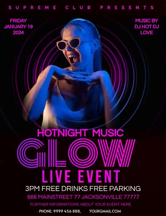 Glow party flyer Template | PosterMyWall