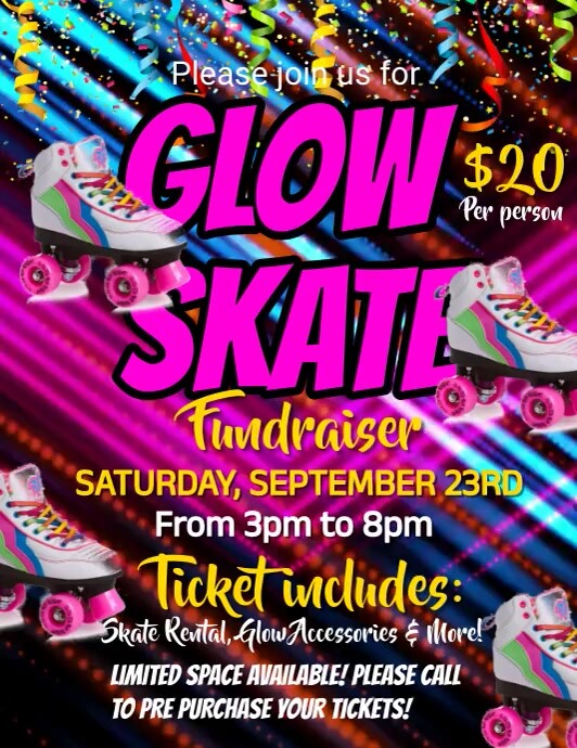 GLOW SKATING FLYER Template | PosterMyWall