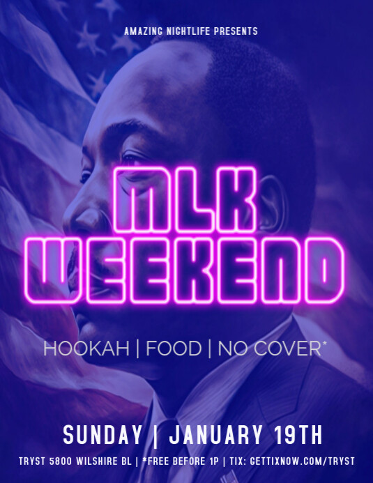 Glowing MLK Weekend Party Flyer Template | PosterMyWall