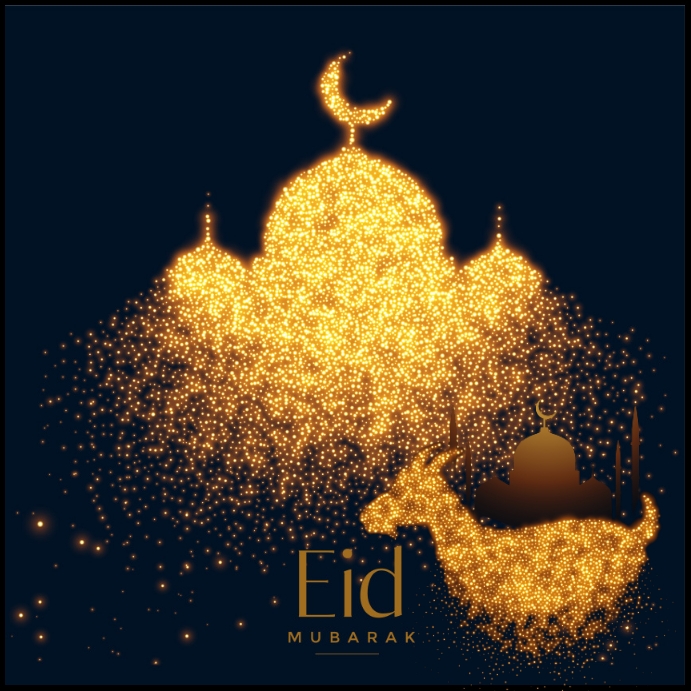 Glowing mosque sparkle ram Eid Al adha Template | PosterMyWall
