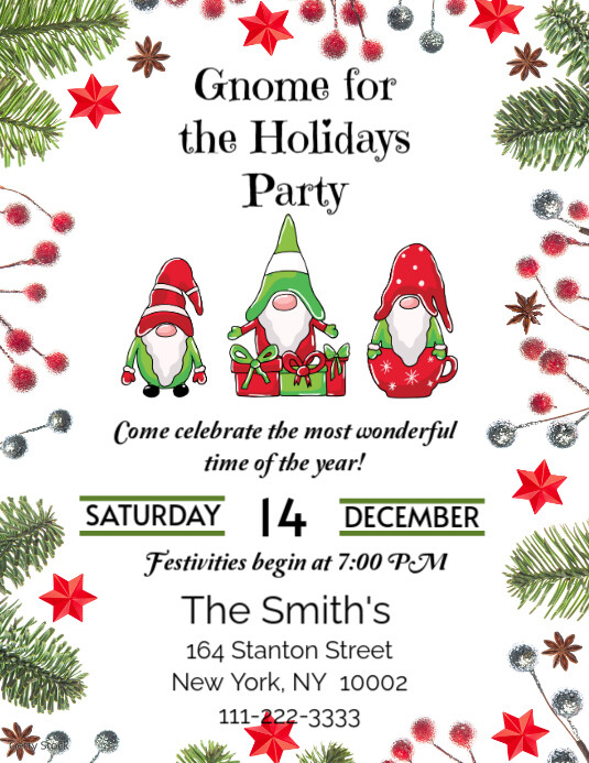 Gnome Christmas Party Invitation Template | PosterMyWall