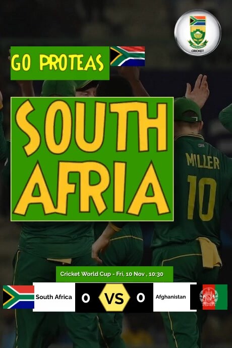 Plantilla de Go Proteas South African National Cricket Tea | PosterMyWall