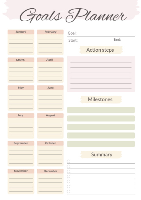 goals planner Template | PosterMyWall
