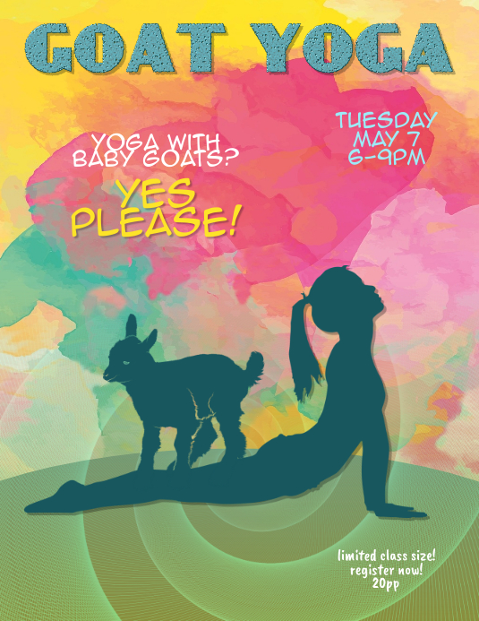 goat yoga event flyer template customize | PosterMyWall