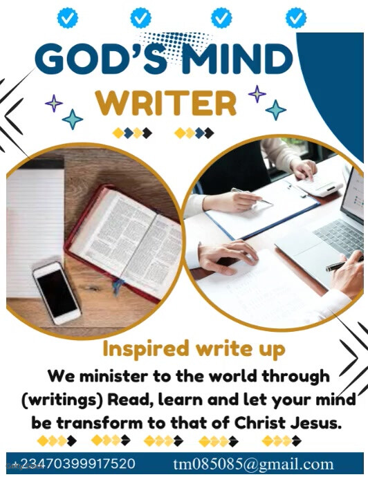 God's inspire blue and yellow bible flyer Template | PosterMyWall