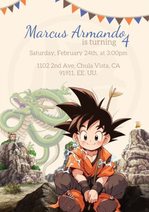 Goku invitation dragon ball z เทมเพลต | PosterMyWall