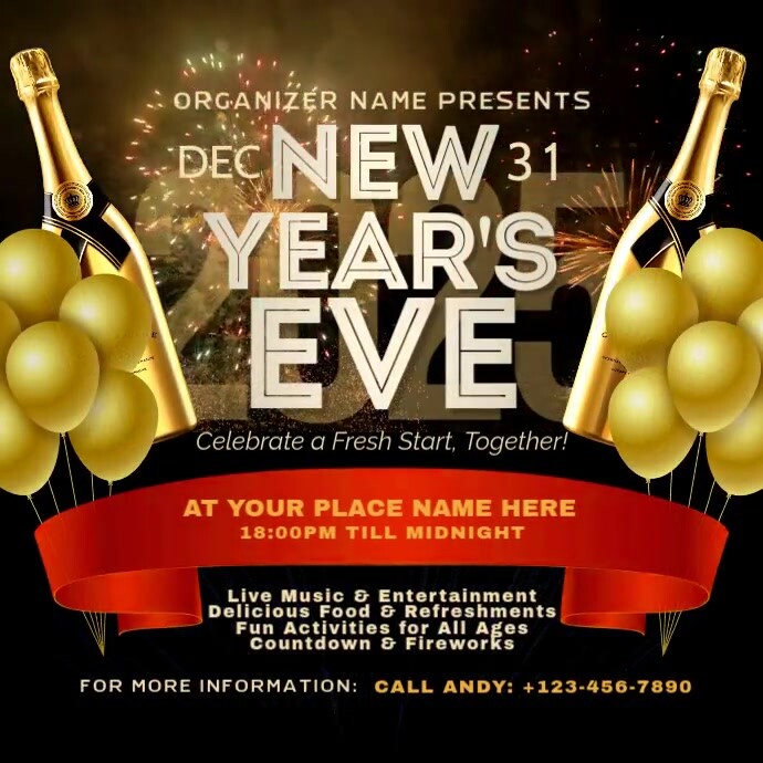 Gold & Black Professional New Year's Eve Party Instagram Post Template ...