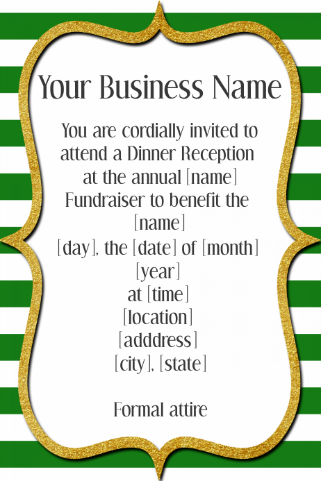 Copy of Gold & Green Dinner Dance Reception Fundraiser Event Formal ...