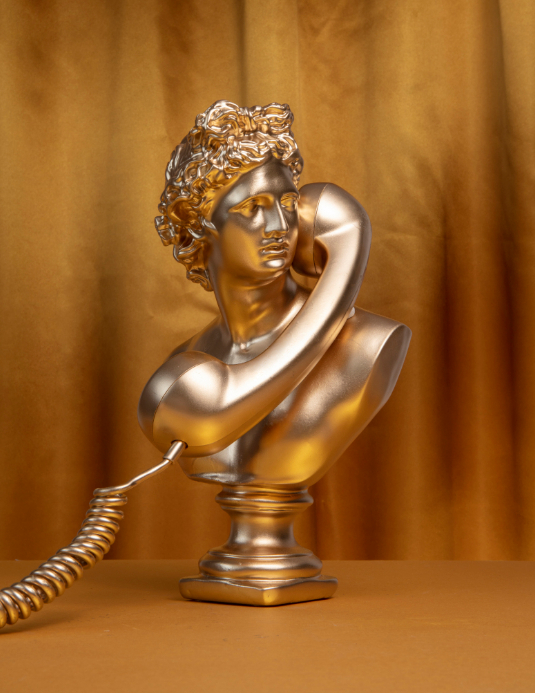 Gold aesthetic wallpaper with statue Template | PosterMyWall