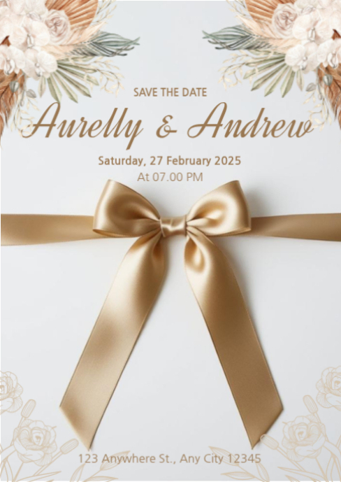 Gold and Beige Elegant Wedding Invitation Template | PosterMyWall