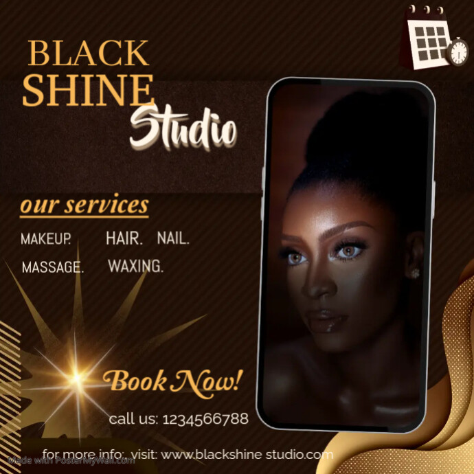 Gold and black minimalist Beauty studio poster/ flyer template design ...