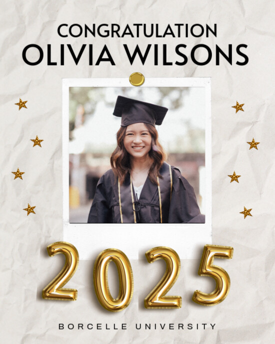 Gold and Black Paper Polaroid Graduation Instagram Post Template ...