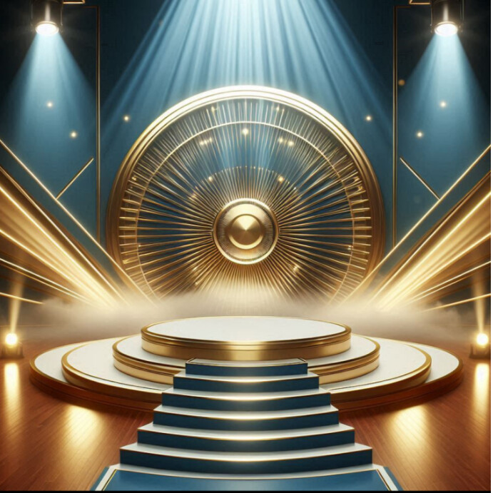 Copy of Gold and blue podium background | PosterMyWall