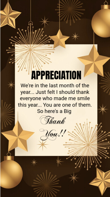 Gold and brown Appreciation and Gratitude end of the year and new year ...